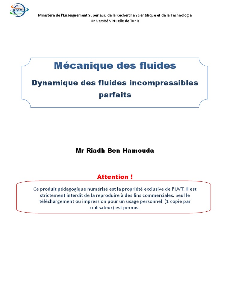 Mécanique des fluides : Théorèmes clés | PDF | Dynamique des fluides ...