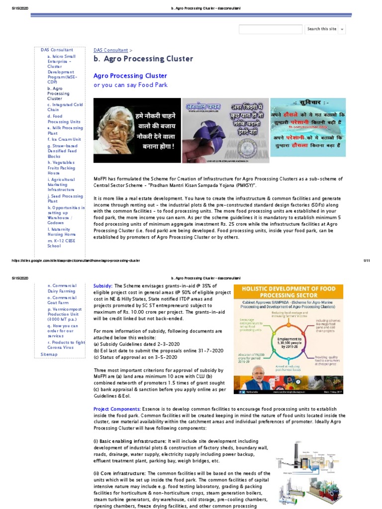 B. Agro Processing Cluster - Dasconsultant | PDF | Agriculture | Foods
