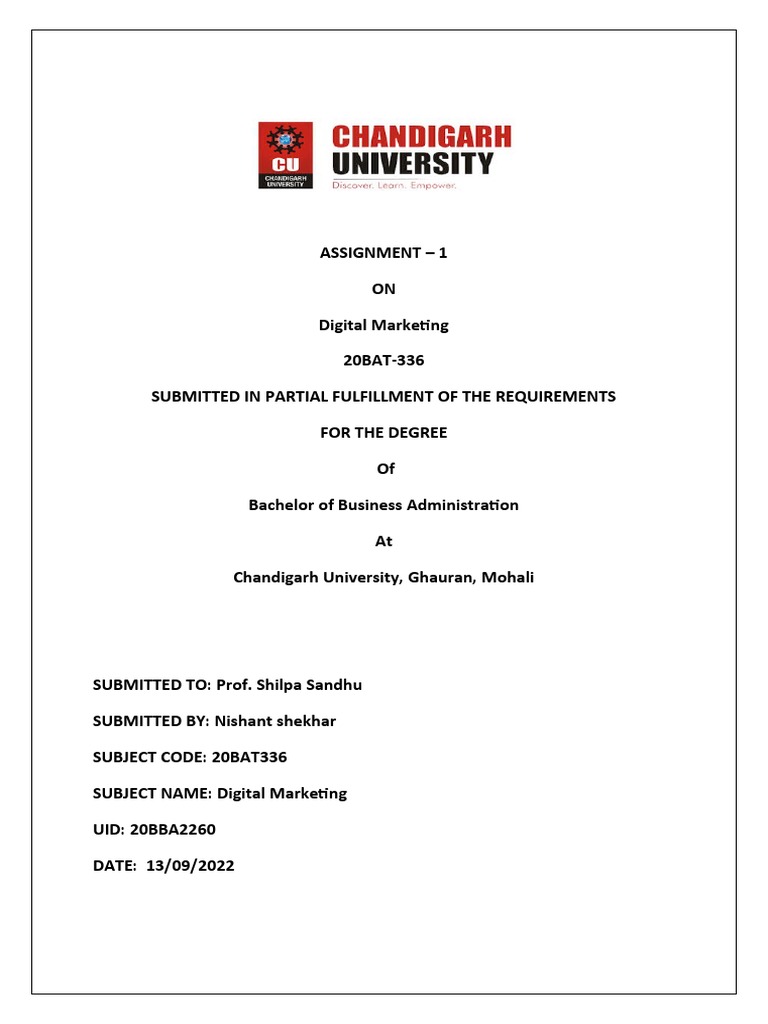 DM Assignment 1 | PDF | Digital Marketing | Target Audience