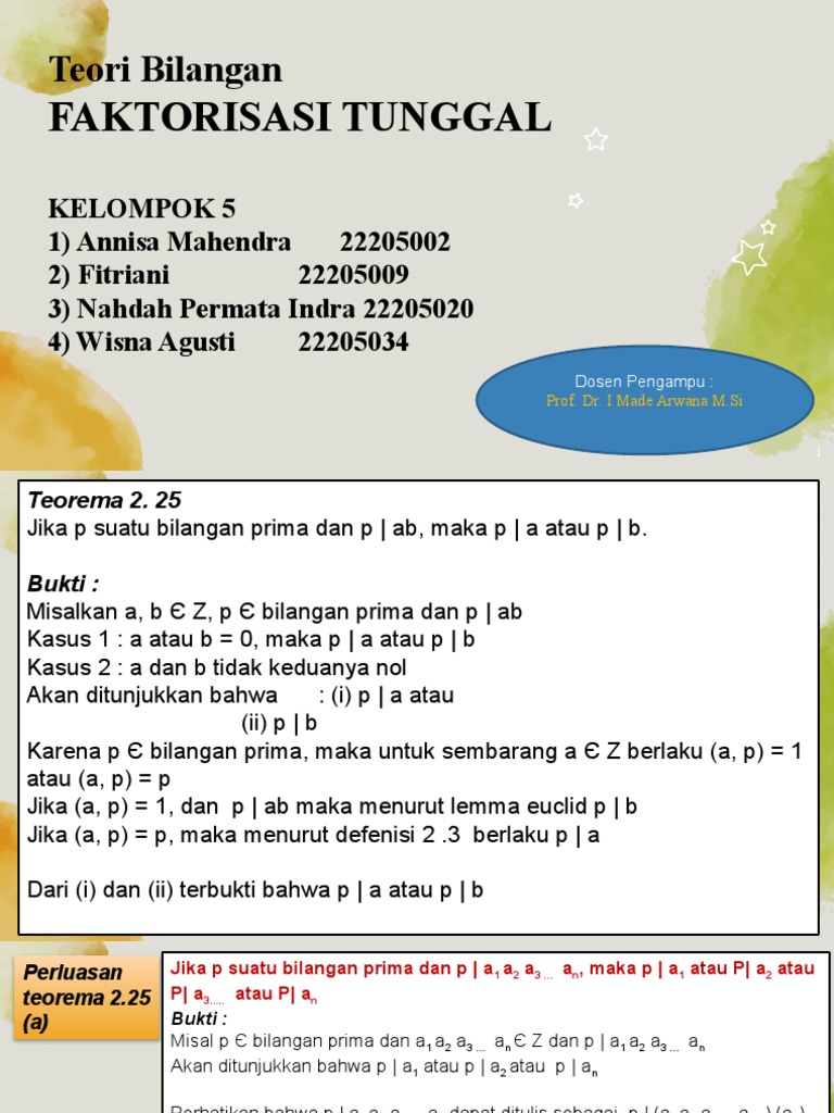 Faktorisasi Tunggal KLP 5 | PDF