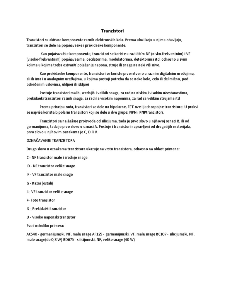 Tranzistori | PDF