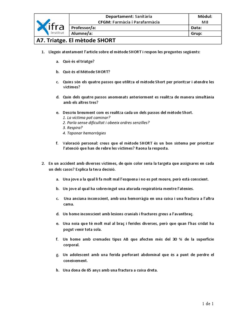 M8. A7 - Triatge - El Metode SHORT | PDF