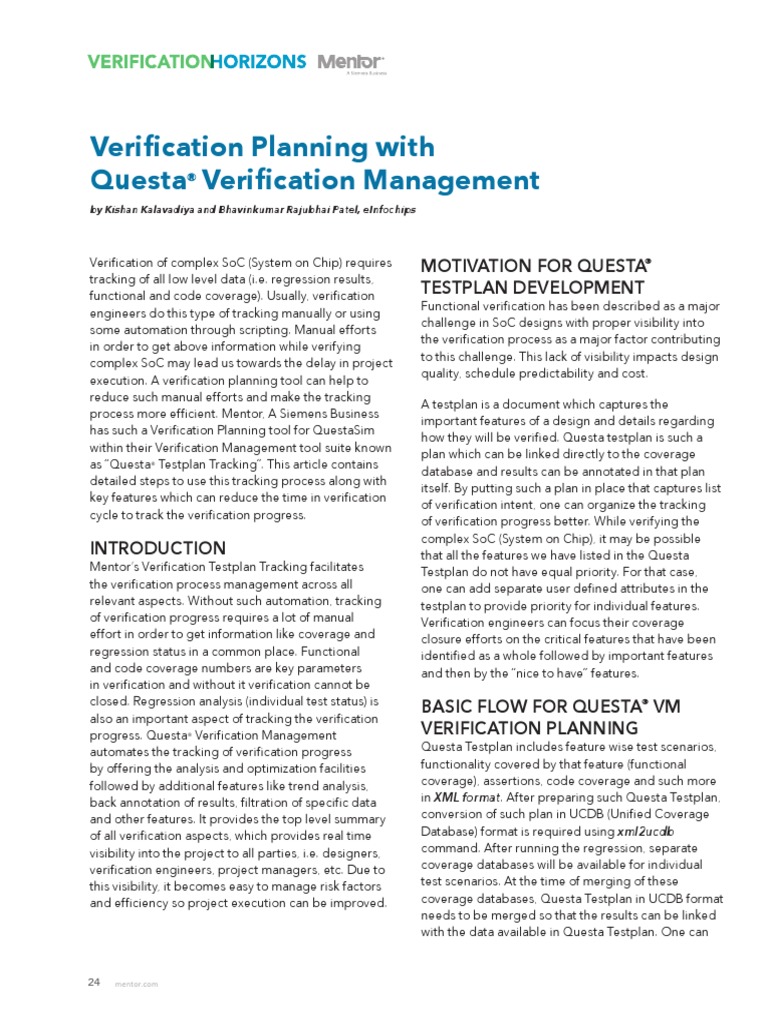 Verification Planning With Questa Verification Management VH v13 I2 ...