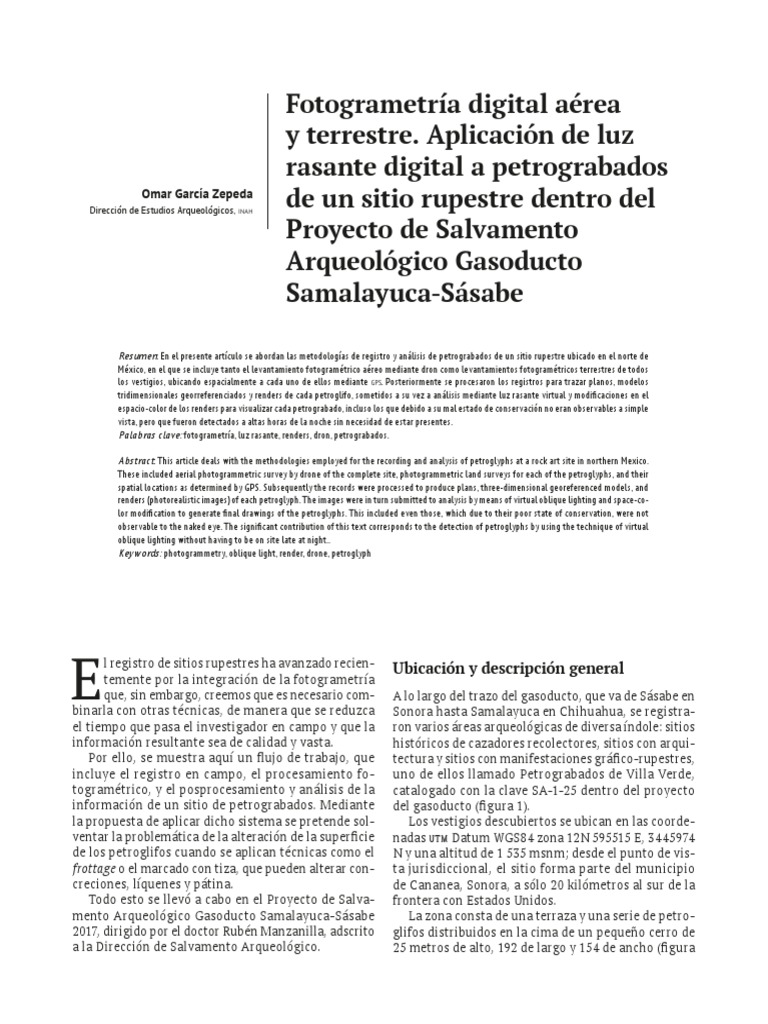 Fotogrametría digital aérea y terrestre. Aplicación de luz rasante ...