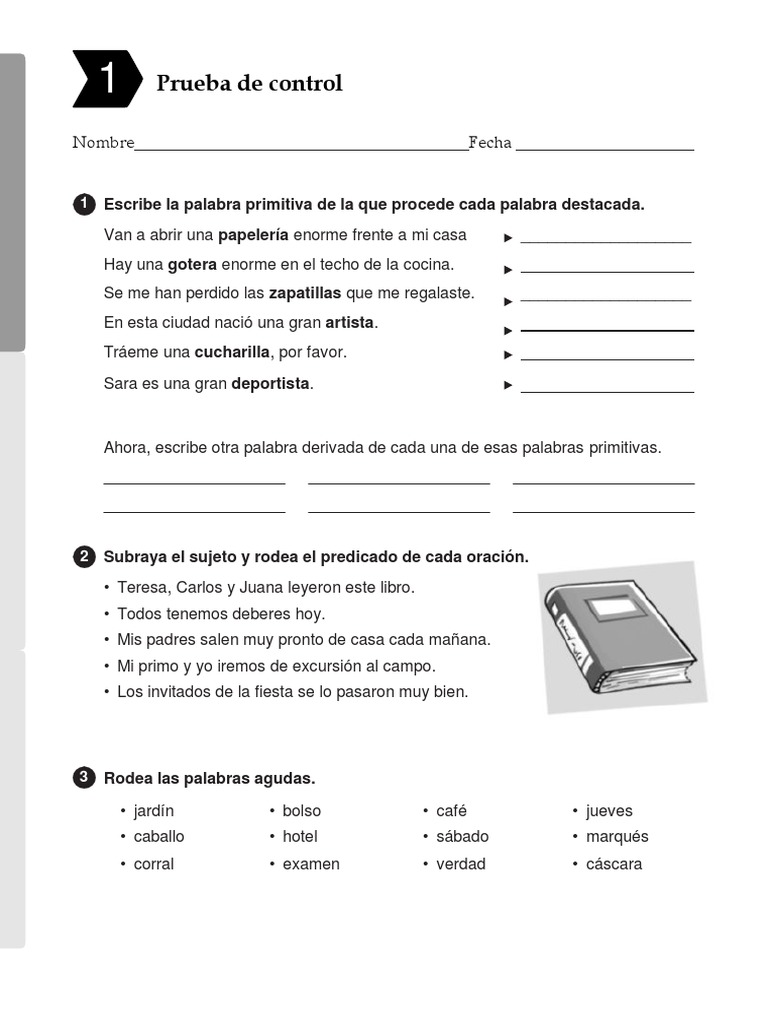 Examen T.1 4º Primaria | PDF