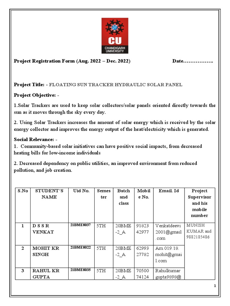 Registration Form Project | PDF | Solar Energy | Photovoltaics