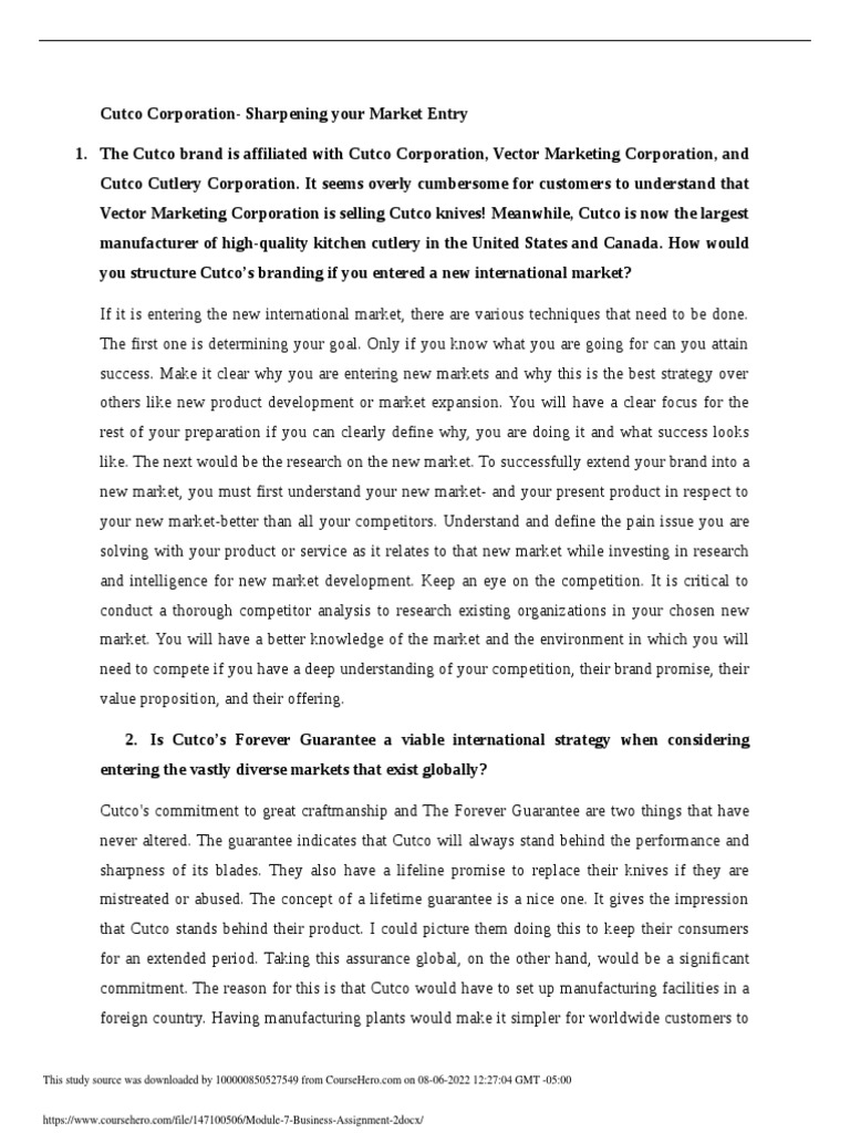 Module 7 Business Assignment 2 | PDF | Sales | Marketing