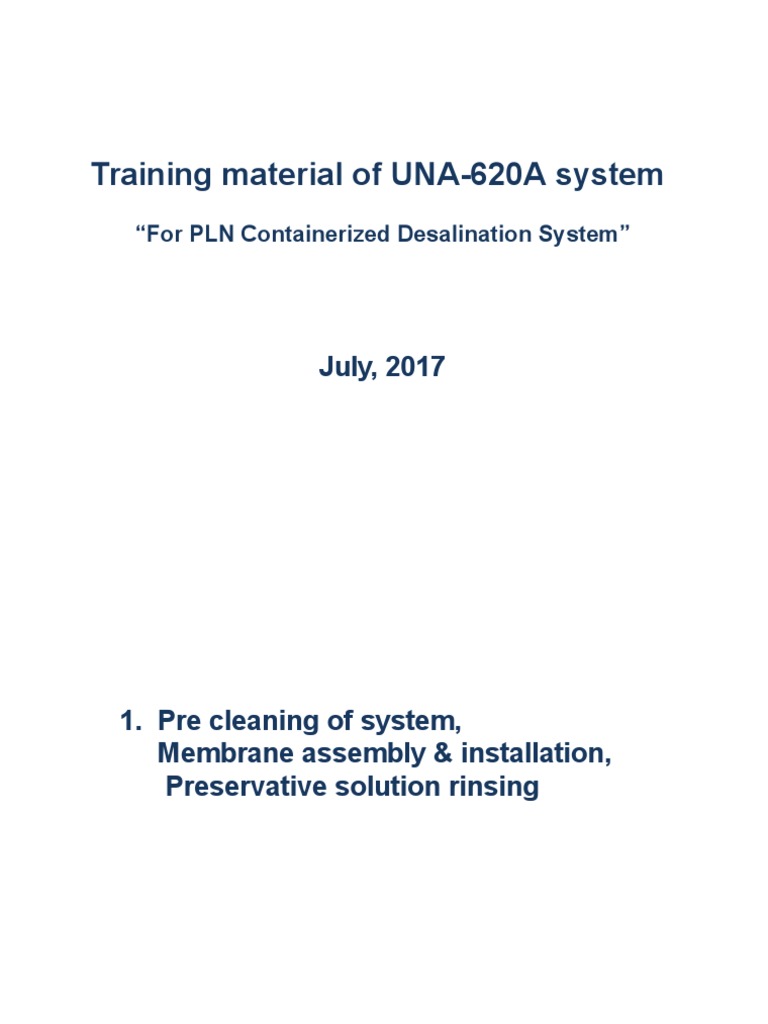 UNA-620A Desalination System Training | PDF | Membrane | Chemistry