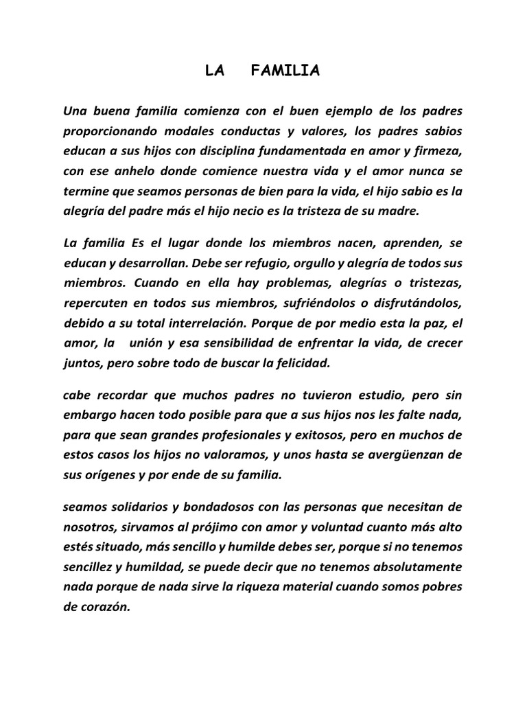 Discurso-La Familia | PDF | Amor