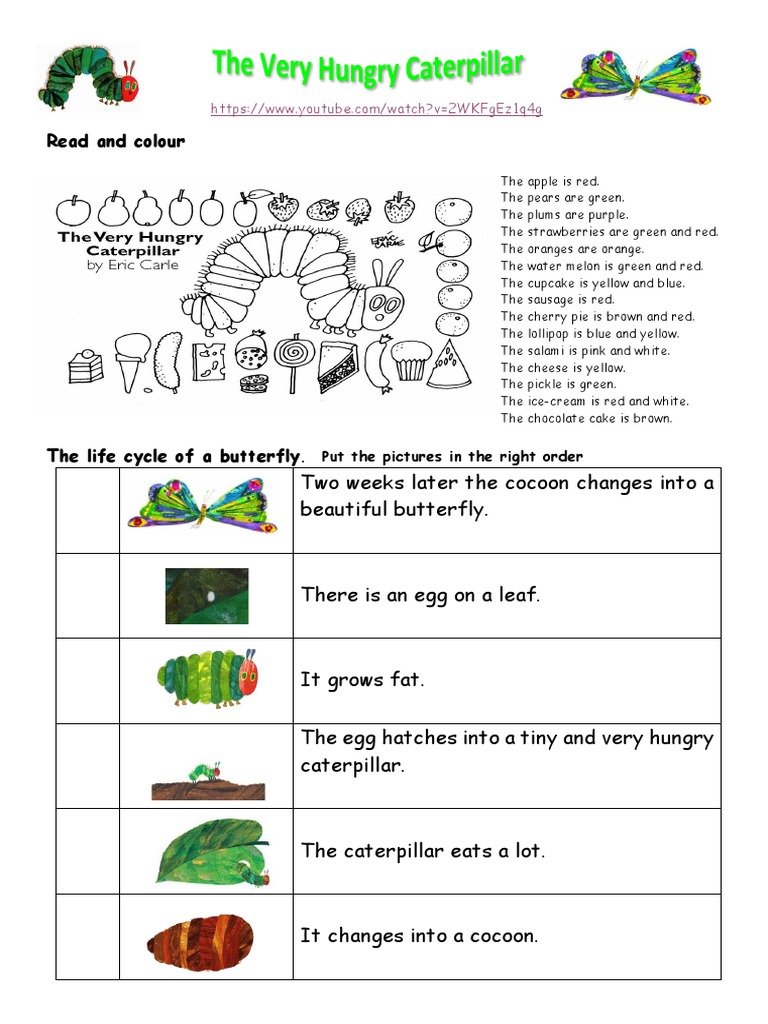 The Very Hungry Caterpillar Comprehension Fun Activities Games Warmers ...