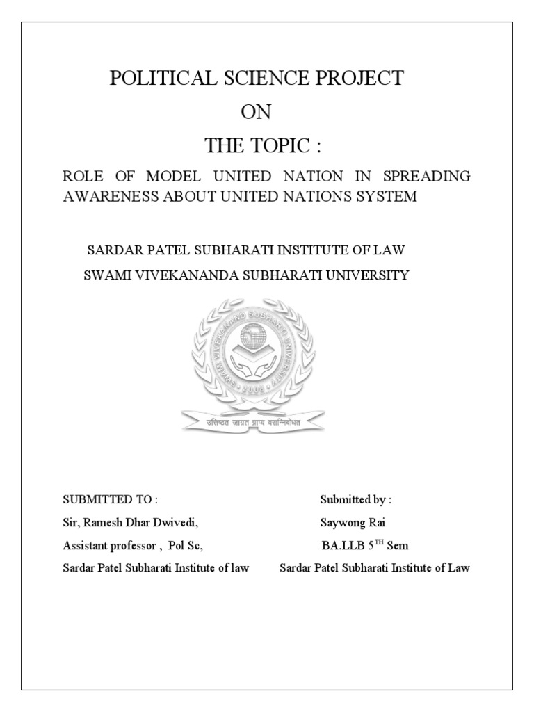 Political Science Project | PDF | United Nations | International Relations