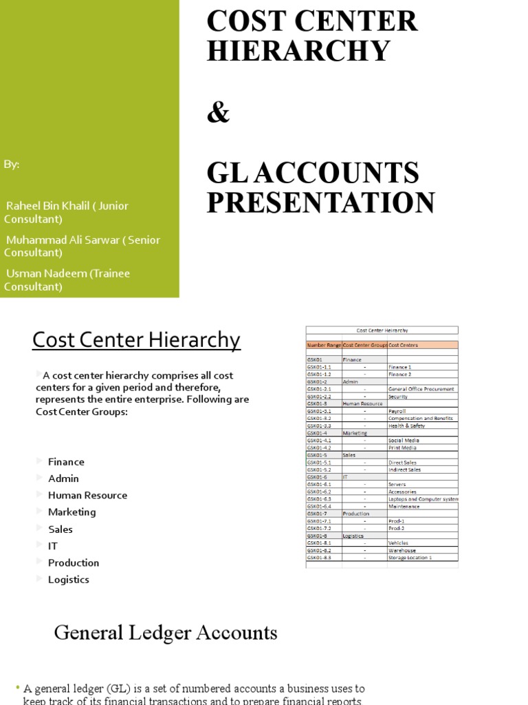 Cost Center Hierarchy and GL Accounts Presentation | PDF | Expense ...