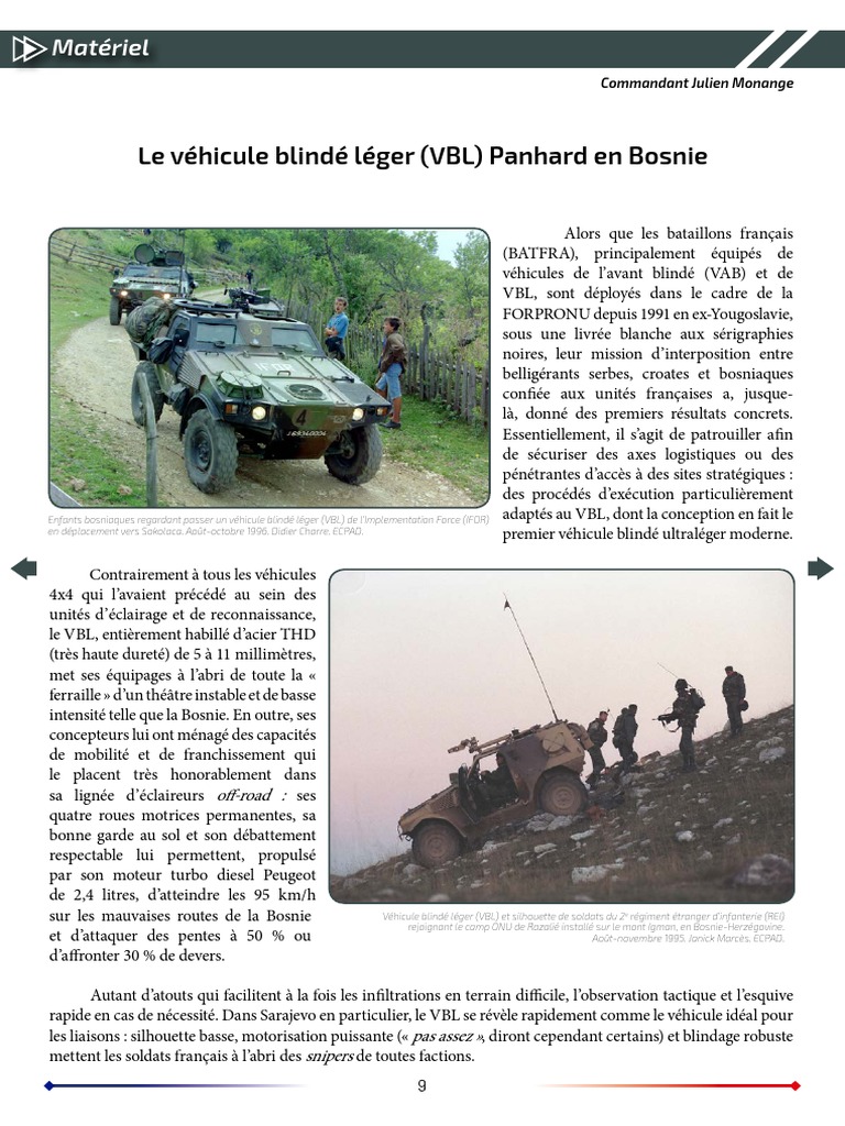 VBL Panhard en Mission en Bosnie | PDF | Bosnie-Herzégovine | Militaire