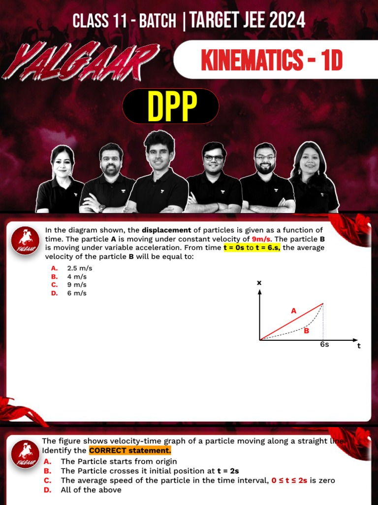 (DPP) - Kinematics 1D - 14th JUne | PDF | Acceleration | Velocity