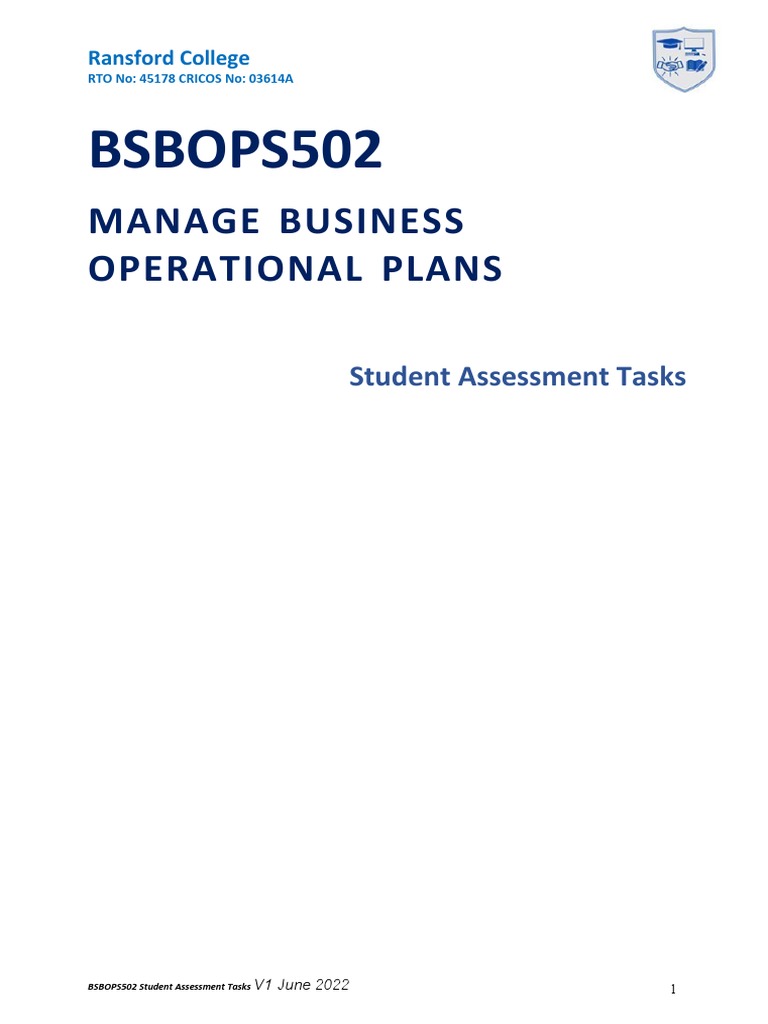 BSBOPS502: Manage Business Operational Plans | PDF | Performance Indicator | Regulatory Compliance