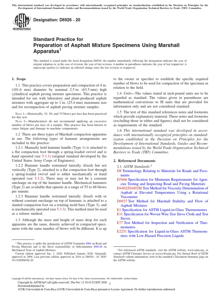 Astm D6926 Standard Practice For Preparation Of Asphalt Mixture