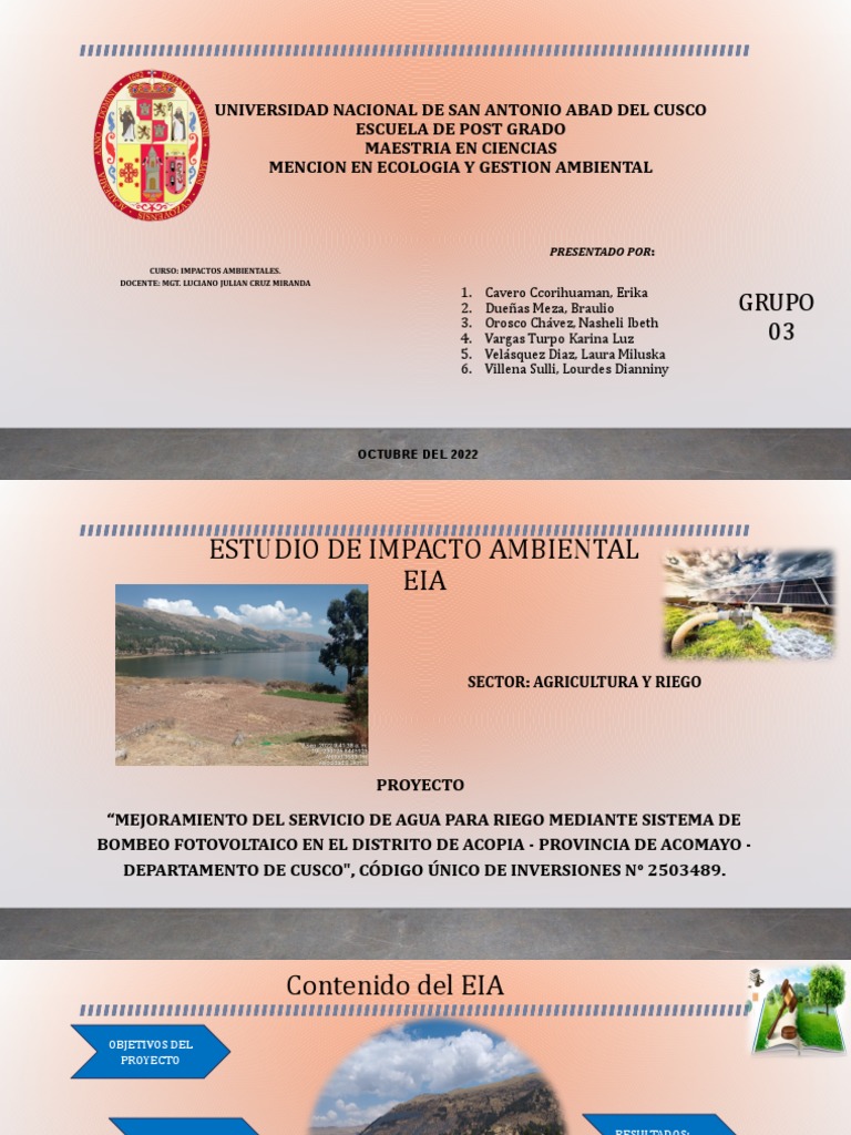 Exposicion-Eia-Acopia-Grupo 03 | PDF | Riego | Agua