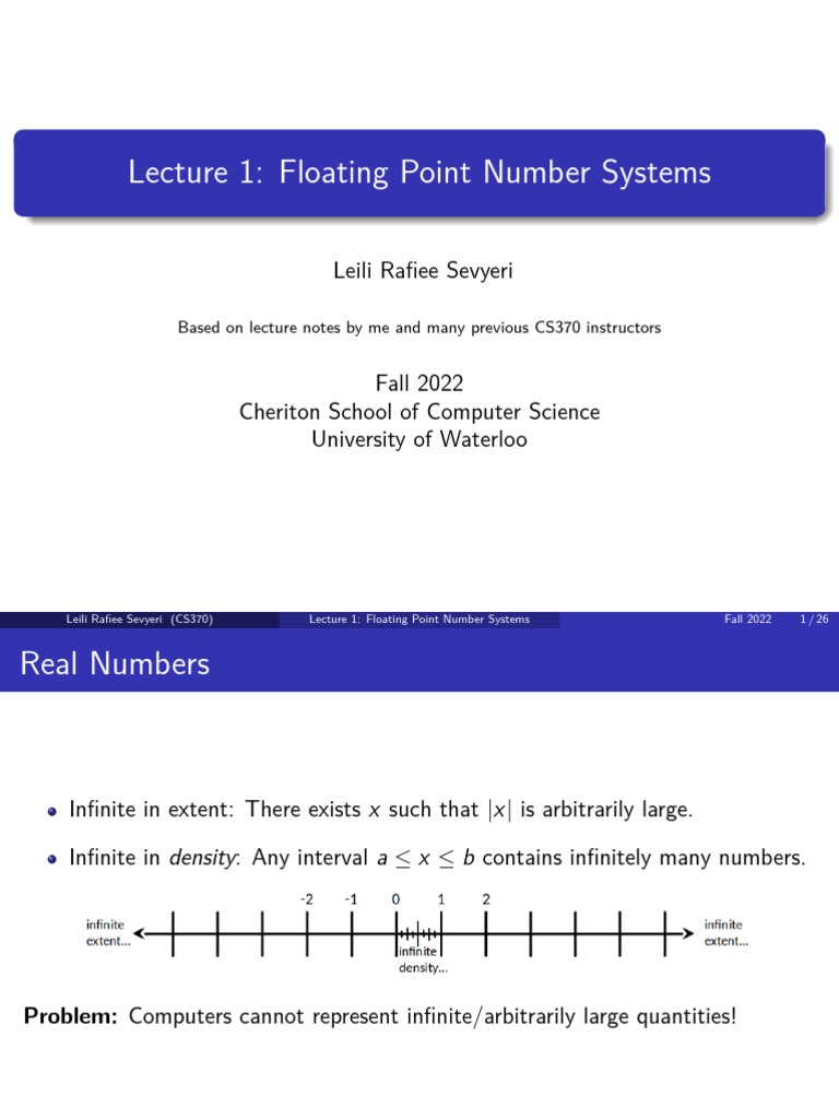 Lecture 1 FloatingPointNumberSystems | PDF | Mathematics | Computer ...