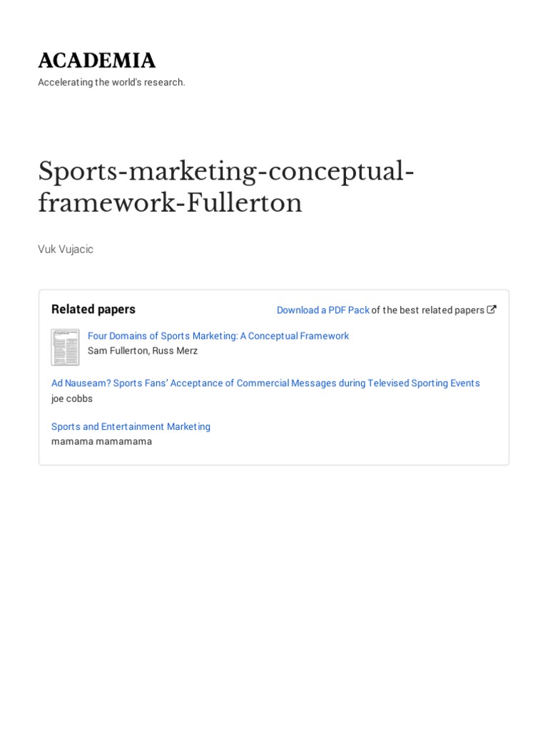 Sports Marketing Conceptual Framework Fullerton With Cover Page v2 ...