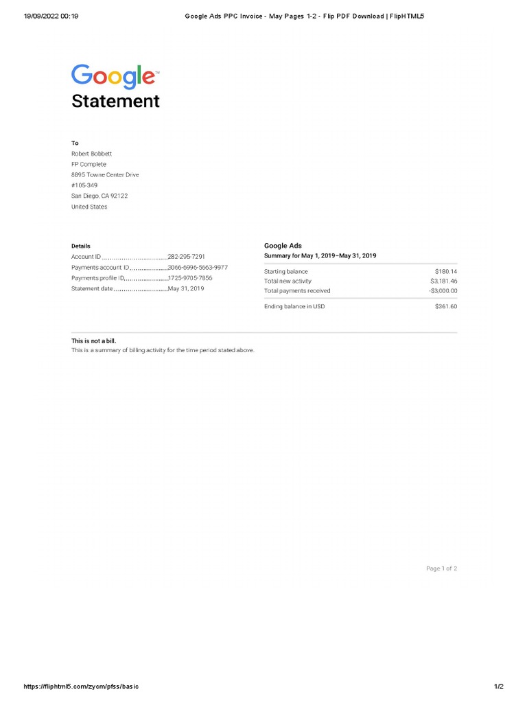 Google Ads PPC Invoice - May Pages 1-2 - Flip PDF Download - FlipHTML5 ...