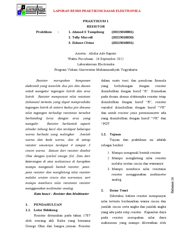 Laporan Resmi | PDF | Sains & Matematika | Teknologi & Rekayasa