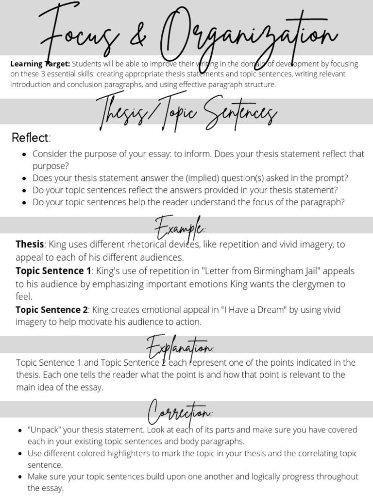 Focus and Org Revision Tasks | PDF | Essays | Thesis