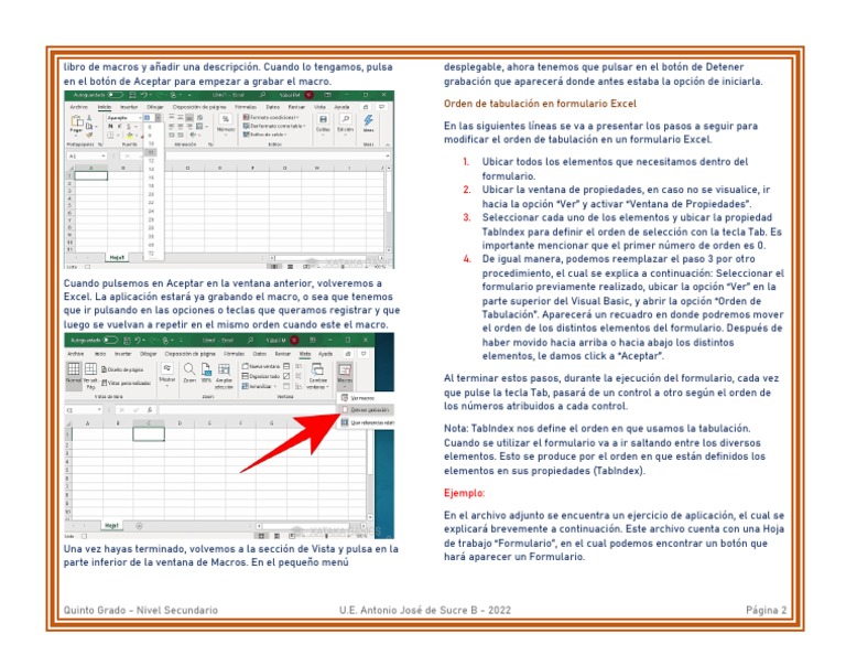 Modificación del orden de tabulación en un formulario de Excel | PDF | Ventana (informática ...