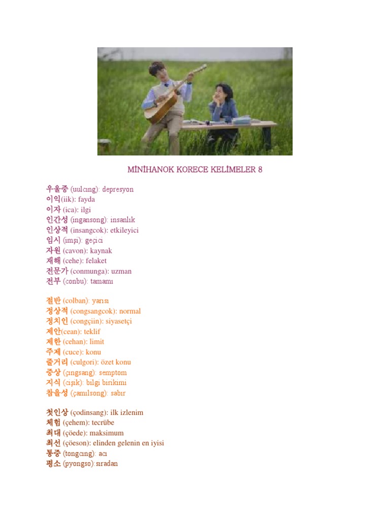 Minihanok Korece Kelimeler 8 Compressed | PDF