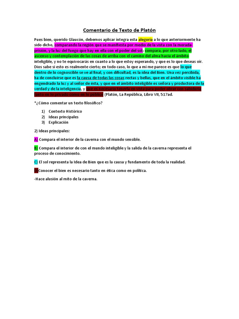 Análisis del mito de la caverna de Platón como representación de la ...