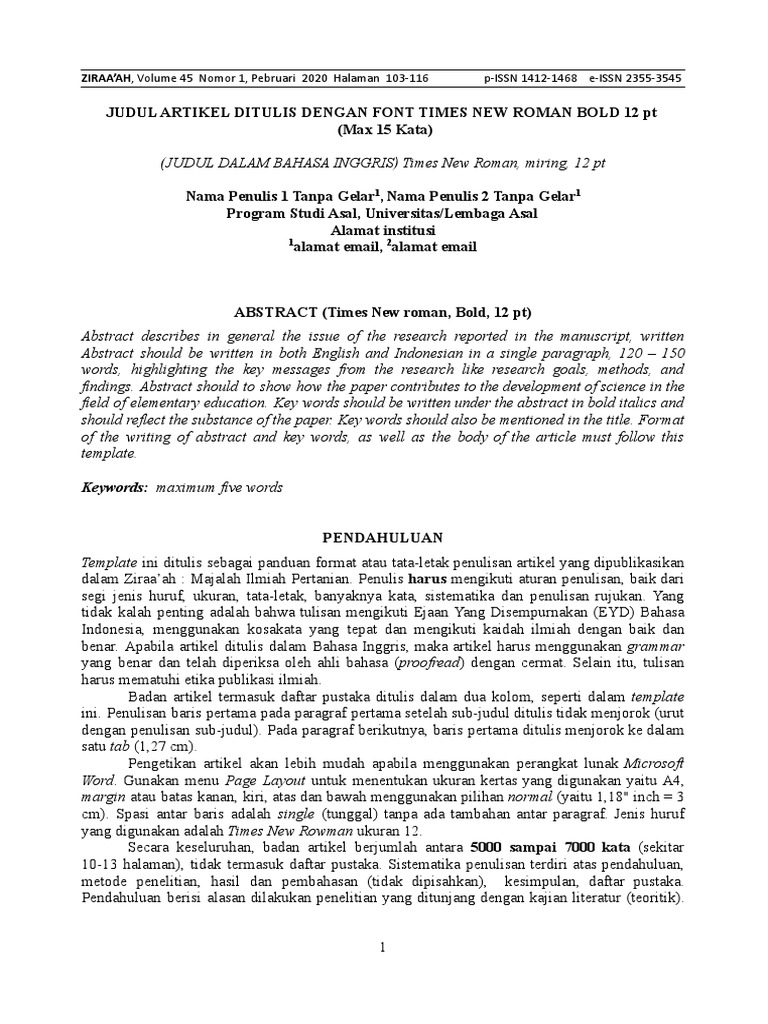 Template Ziraah 2020a | PDF