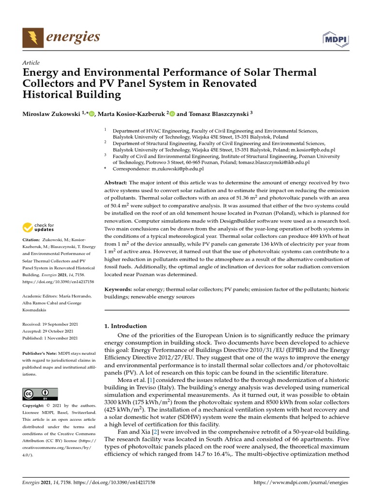 Energy and Environmental Performance of Solar Ther | PDF ...