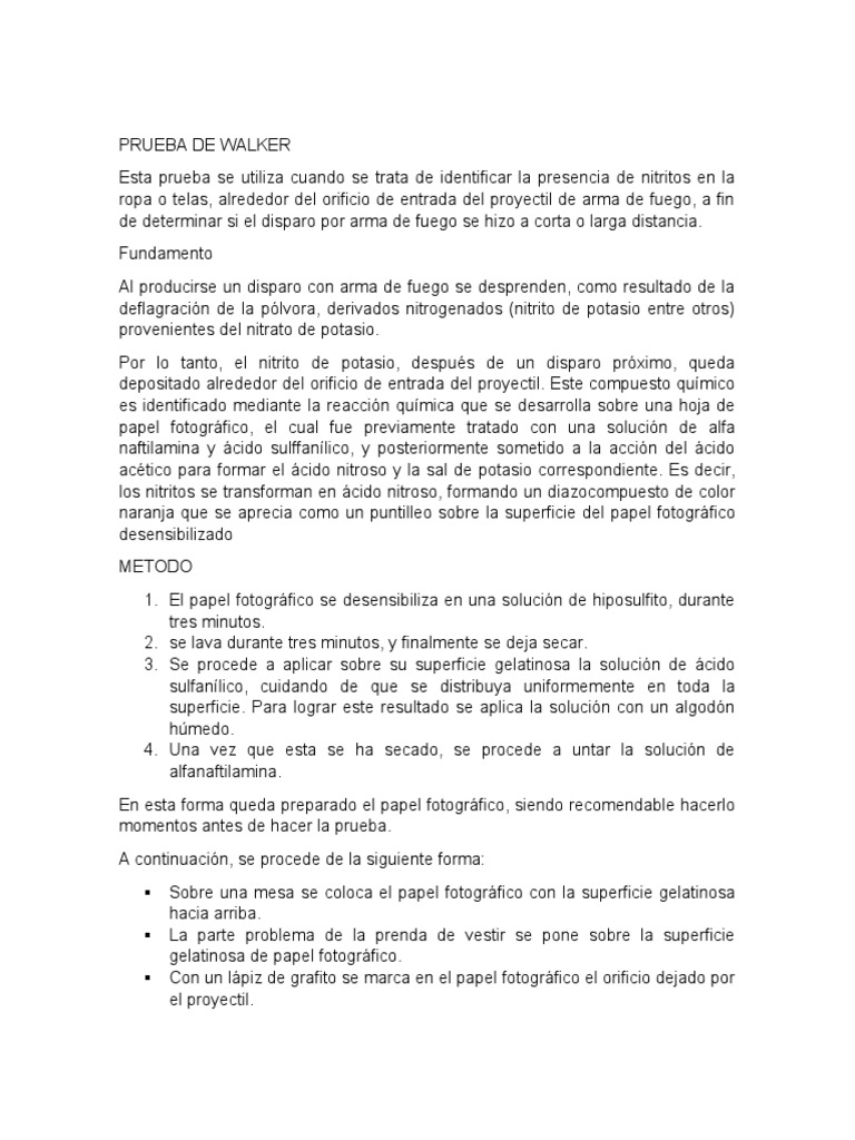 Prueba de Walker | PDF | Nitrito | Papel