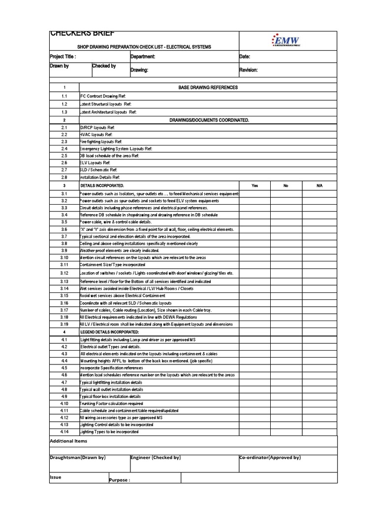 Shop Drawing Check List (Electrical) | PDF | Ac Power Plugs And Sockets ...