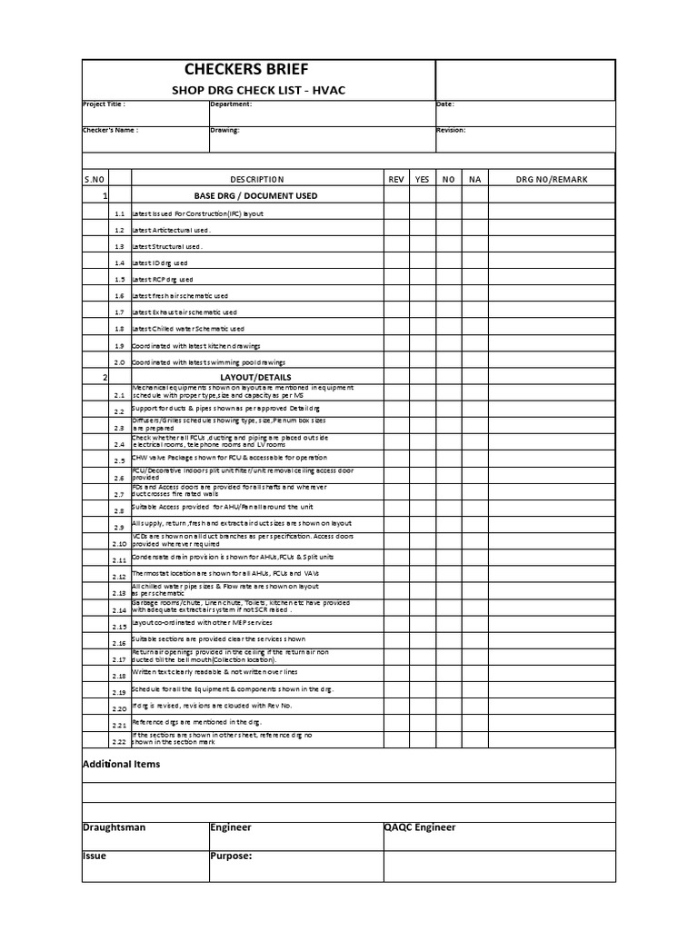 Shop Drawing Check List (HVAC) | PDF | Duct (Flow) | Home Appliance