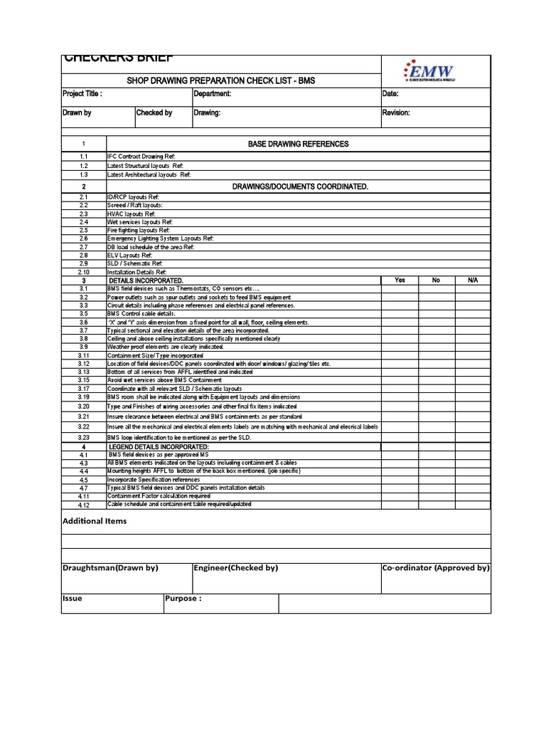 Shop Drawing Check List (ELV) | PDF | Ac Power Plugs And Sockets ...