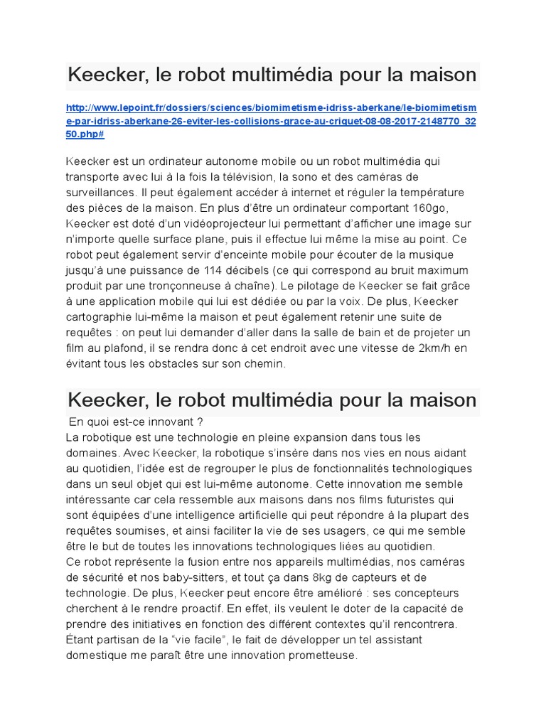 Keecker, Le Robot Multimédia Pour La Maison | PDF | Motocyclette | Véhicules