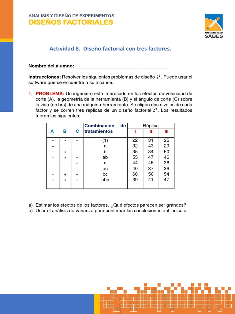 Act - 8 - Diseño Factorial Con Tres Factores | PDF