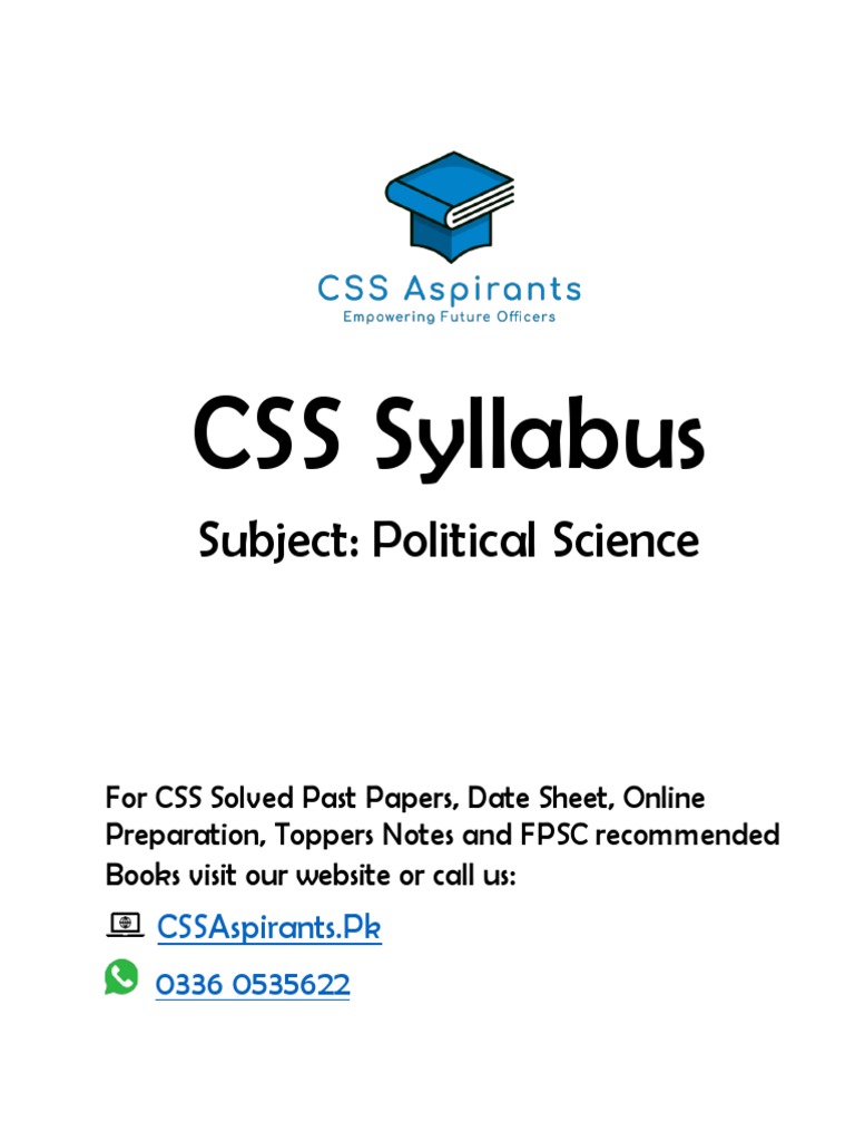 CSS Political Science Syllabus | PDF | Pakistan | Political Science