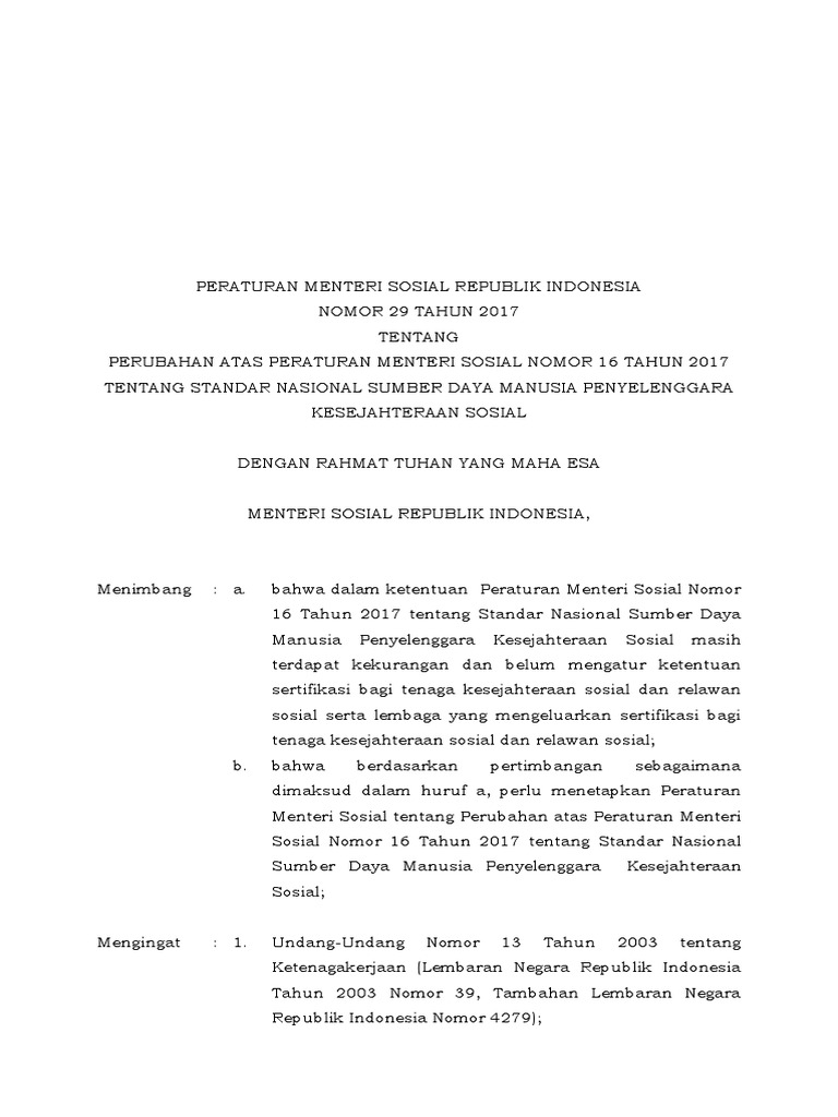 Perubahan Standar SDM Sosial 2017 | PDF | Karier & Perkembangan | Ilmu Sosial