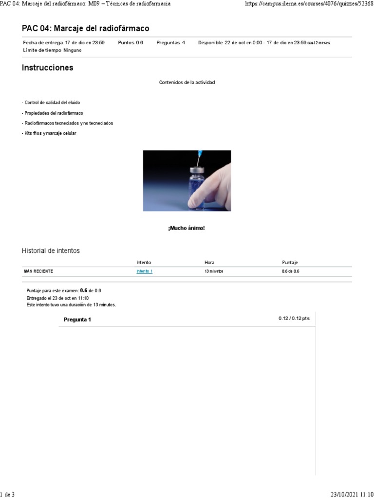 PAC 04 Marcaje Del Radiofármaco M09 - Técnicas de Radiofarmacia | PDF ...