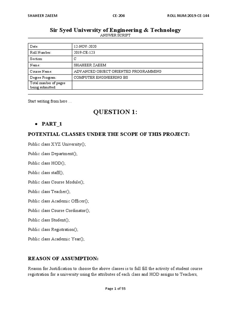 2019-CE-123 Shaheer CE-206 | PDF | Teachers | Java (Programming Language)