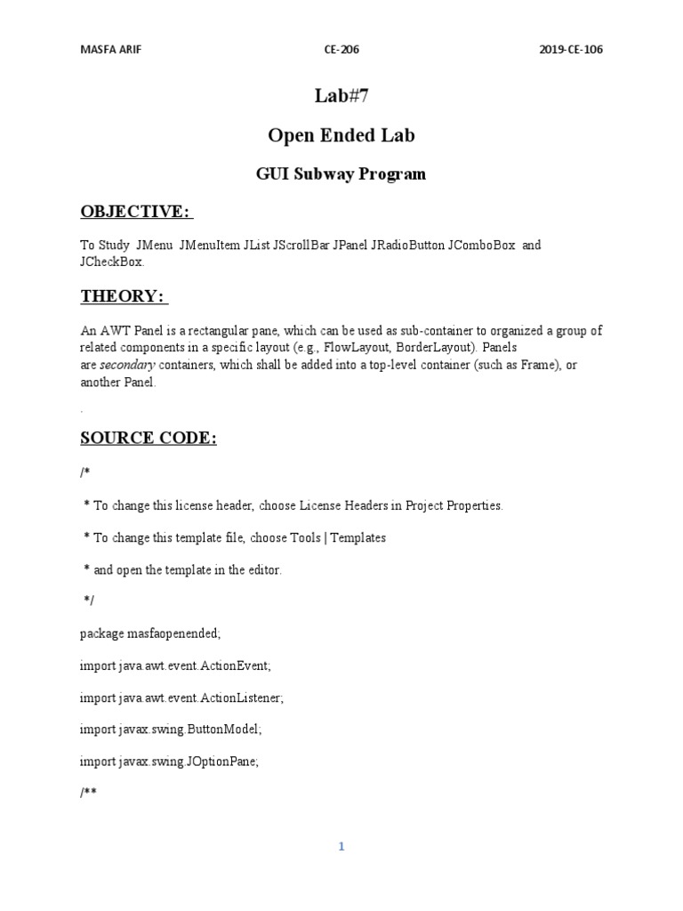 Lab7 Openended Pdf Software Object Oriented Programming