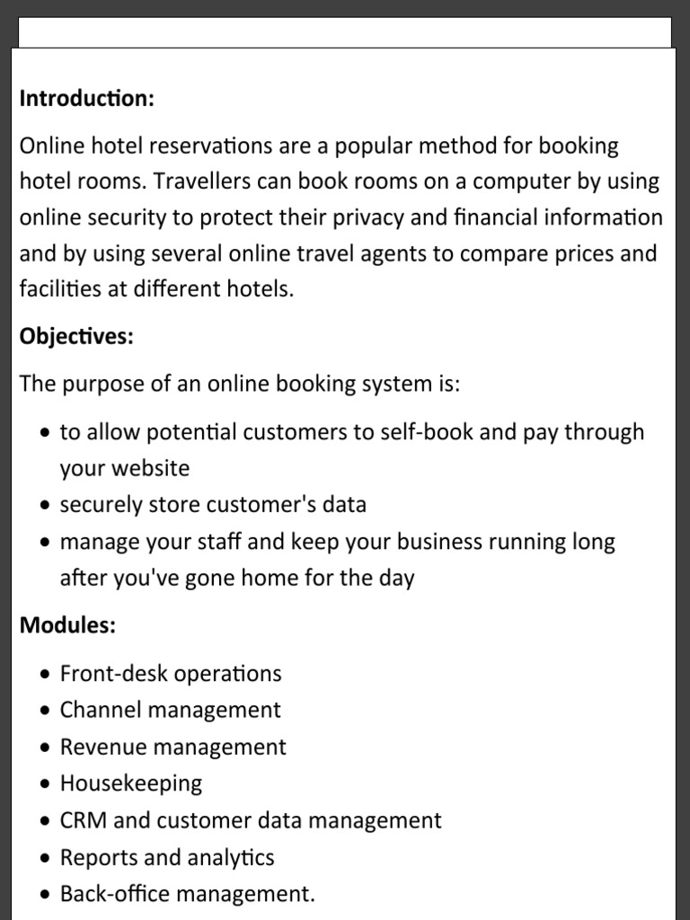 Online Hotel Booking System Overview | PDF