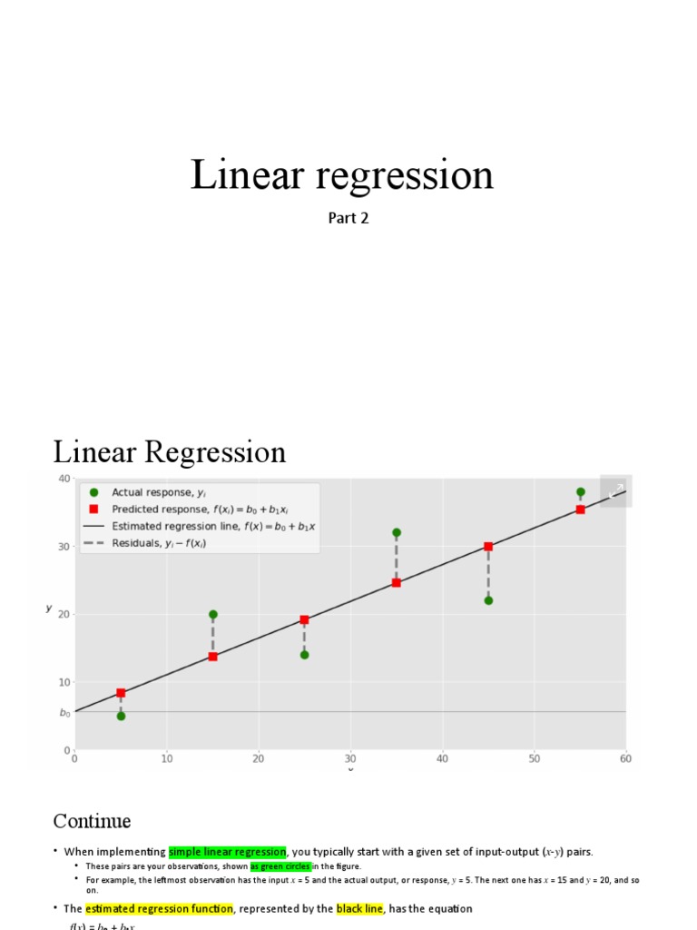 Linear Regression-Part 2 | PDF | Errors And Residuals | Mean Squared Error Linear Regression-Part 2 | PDF | Errors And Residuals | Mean Squared Error