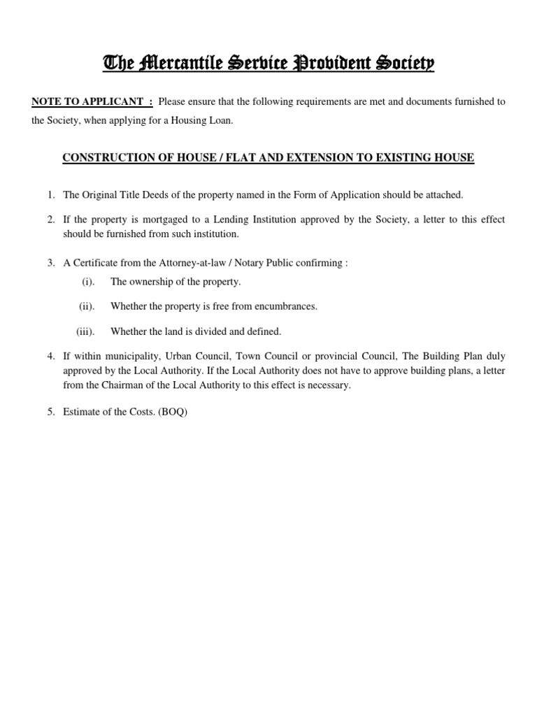 Application For Constrution of House - Flat and Extension To Existing ...