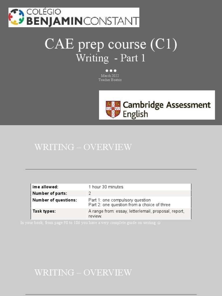 CAE Prep Course (C1) - Writing - Part 1 Essay | PDF | Essays | Paragraph