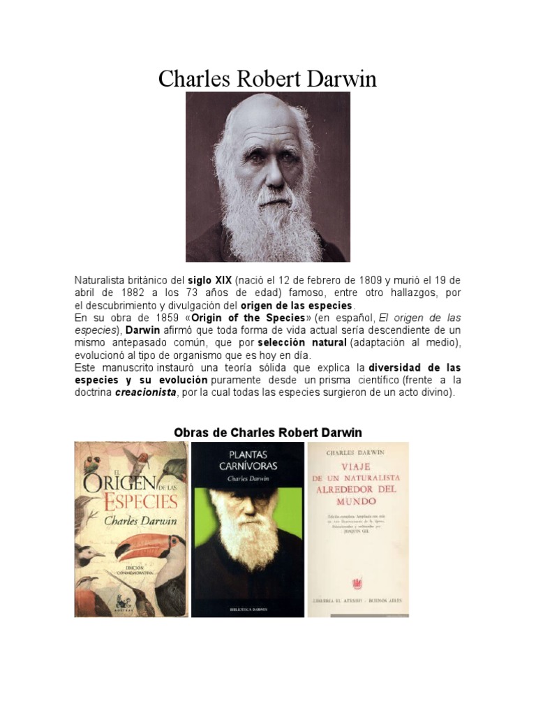 Charles Robert Darwin | PDF | Charles Darwin | Evolución