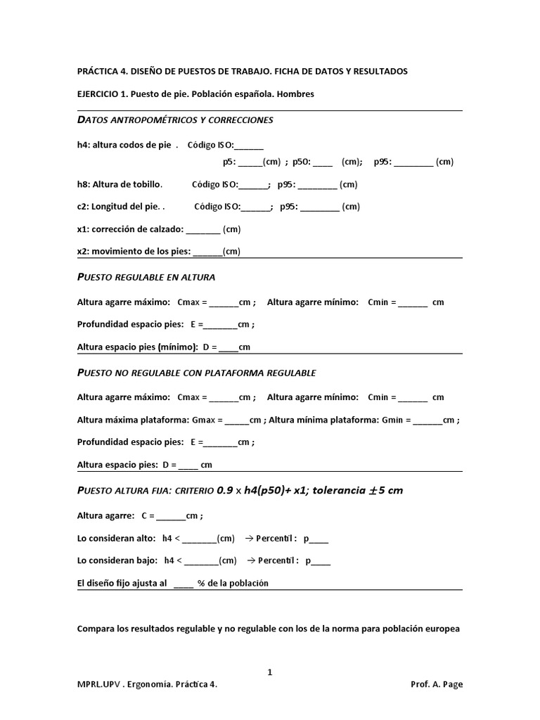 PRÁCTICA 4 HOJA Datos Ejercicios 1 - 2 - 4 | PDF | Factores humanos y ergonomía | Psicología de ...