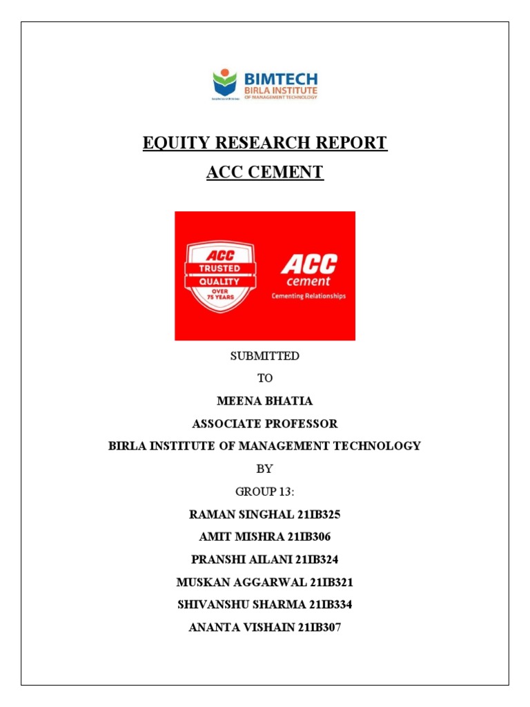 IM - ACC LTD - Assignment | PDF | Price–Earnings Ratio | Free Cash Flow