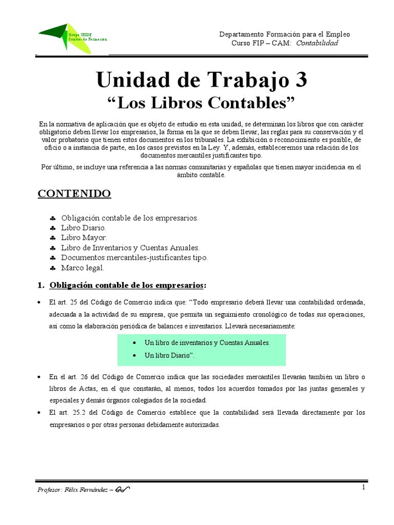 Ut - 3 Los Libros Contables | PDF | Contabilidad | normas ...